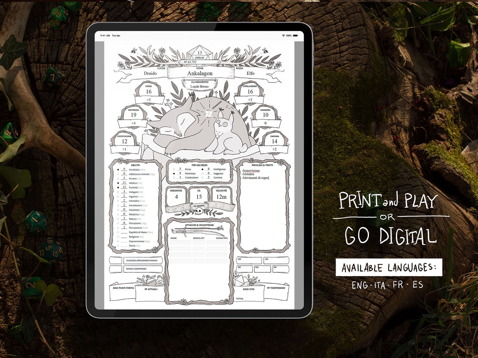 OWLBEAR - D&D 5e Character Sheet (eng/ita/fr/es) - Digital Download ...