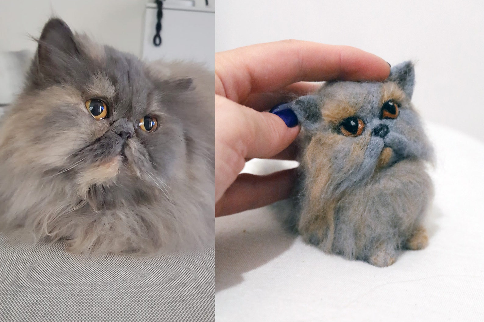 Custom Cats Portrait Grey Cat Miniature Figurine Cute Animals - Etsy
