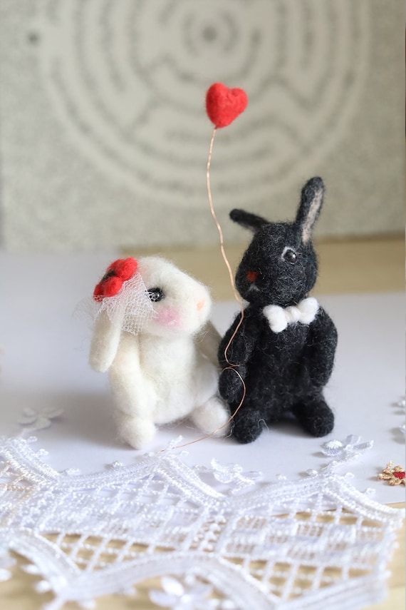 Bunnies Love Couple Rabbit Family Soft Bunny Toy Wool - Etsy