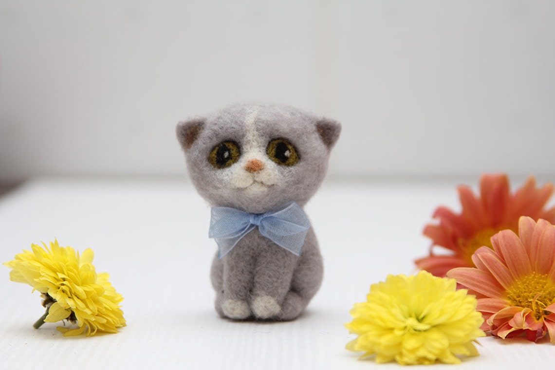 Custom Cats Portrait Grey Cat Miniature Figurine Cute Animals - Etsy