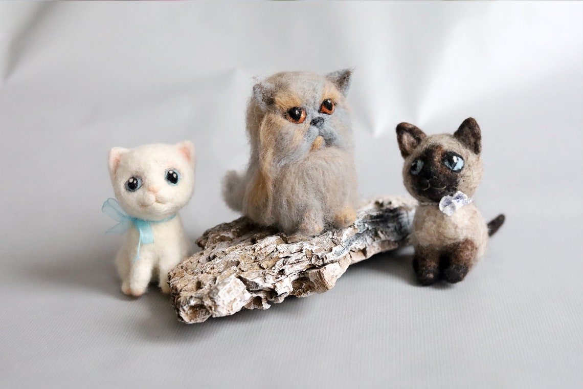 Custom Cats Portrait Grey Cat Miniature Figurine Cute Animals - Etsy