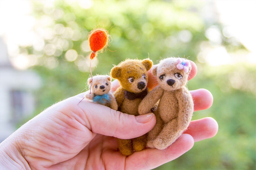 Bear Family With Child, Teddy Bear Dollhouse Miniature, Wedding Love ...