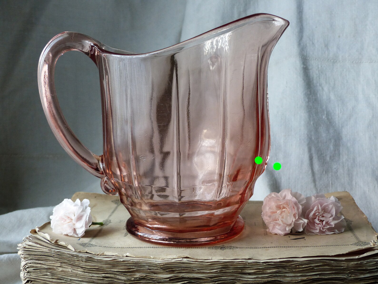 French Vintage Peach Pink Glass Pitcher, Handcrafted Decanter - Etsy