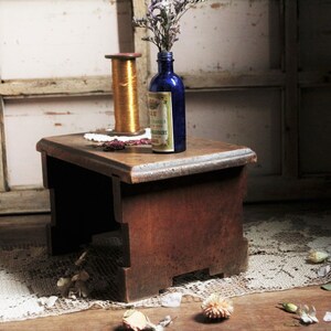 Antique French Handmade Wooden Foot Stool. Primitive Rustic Wood Foot ...