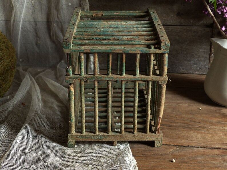 Antique French Rustic Wood Bird Cage. Chickens Cage. Chippy - Etsy