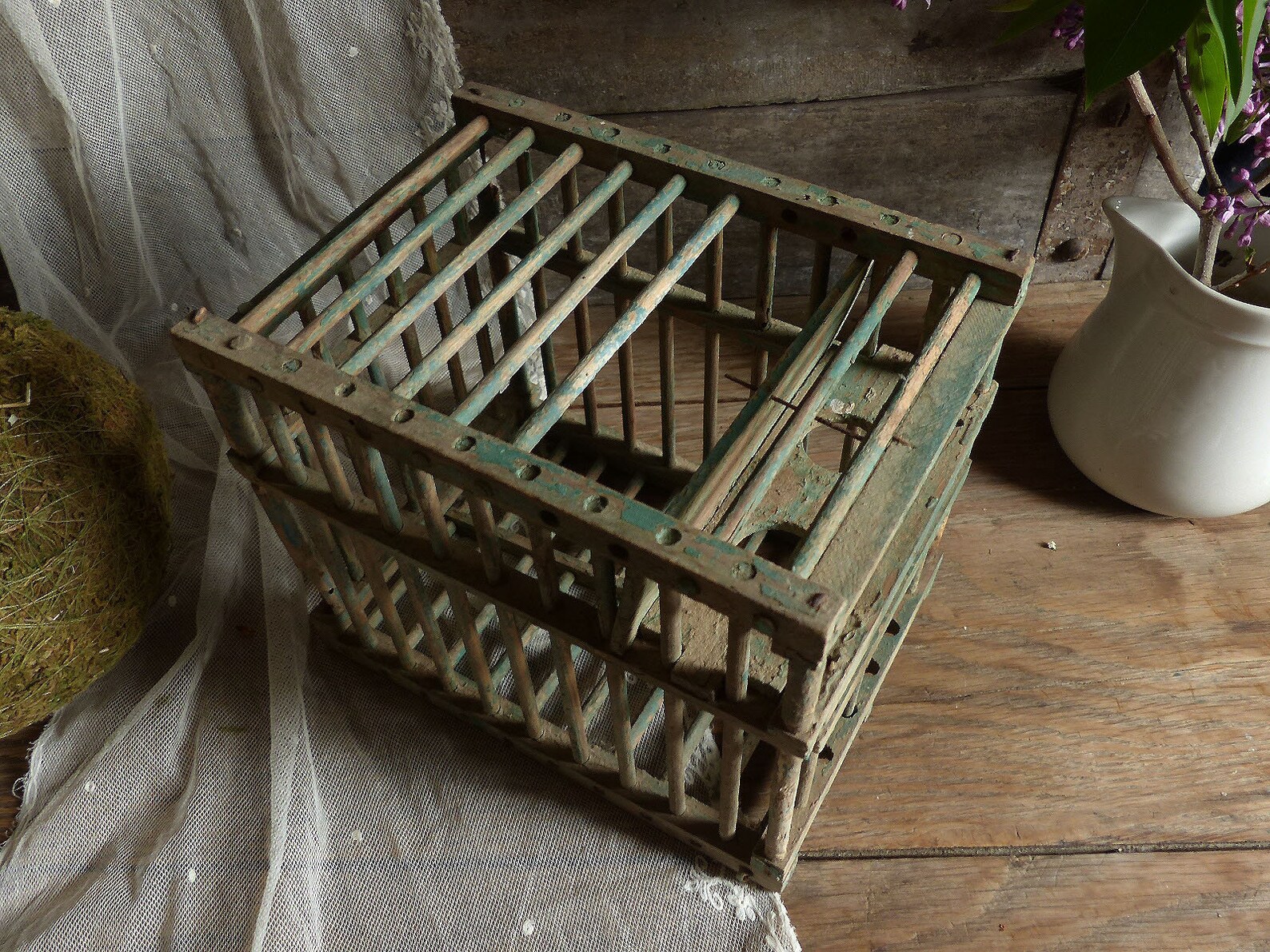 Antique French Rustic Wood Bird Cage. Chickens Cage. Chippy - Etsy