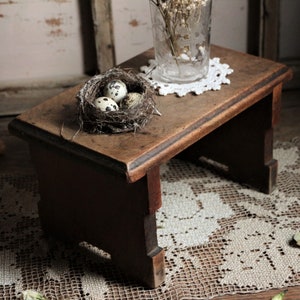 Antique French Handmade Wooden Foot Stool. Primitive Rustic Wood Foot ...