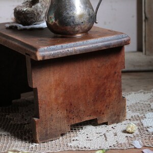 Antique French Handmade Wooden Foot Stool. Primitive Rustic Wood Foot ...