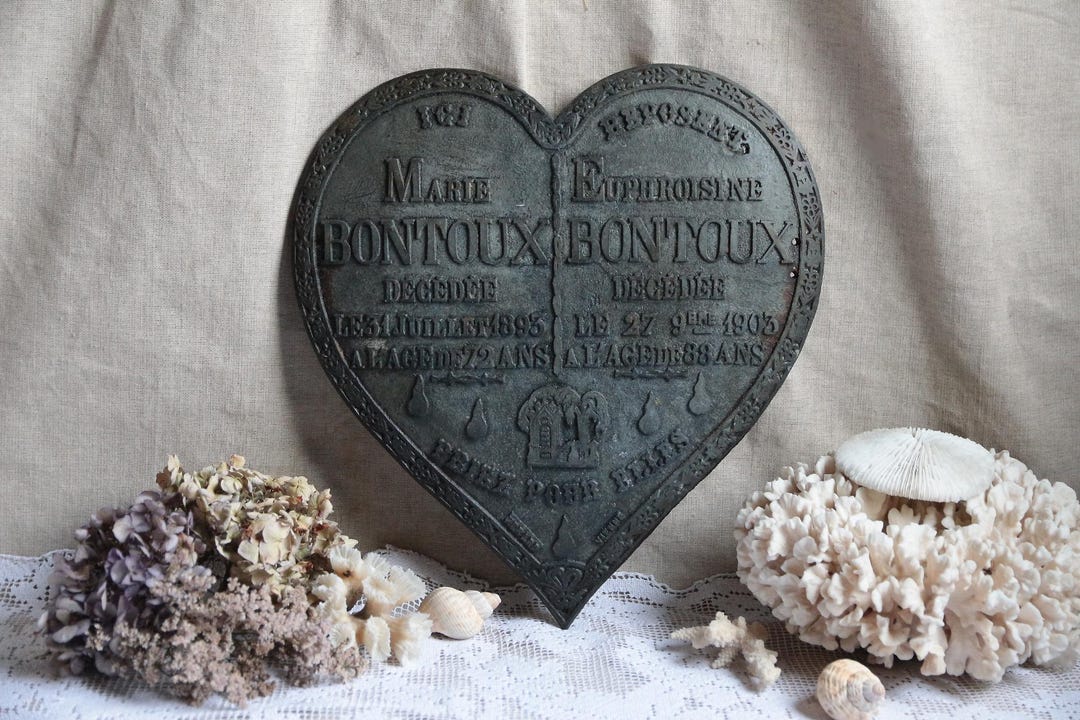 19th Century Zinc Heart Plaque – Double Burial Memento Mori - Etsy