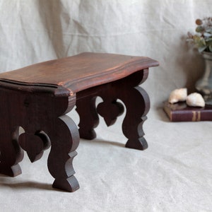 Antique French Handmade Wooden Foot Stool. Primitive Rustic Wood Foot ...