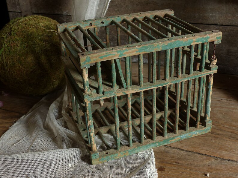 Antique French Rustic Wood Bird Cage. Chickens Cage. Chippy - Etsy