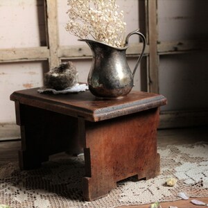 Antique French Handmade Wooden Foot Stool. Primitive Rustic Wood Foot ...