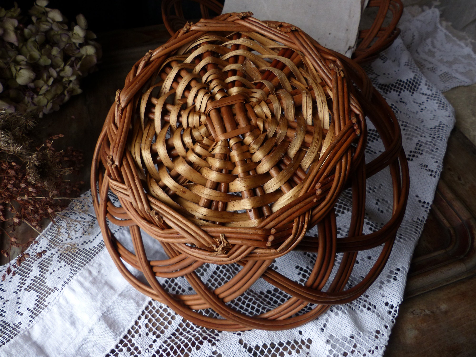 Vintage french braided wicker bread basket. Wicker bakery | Etsy