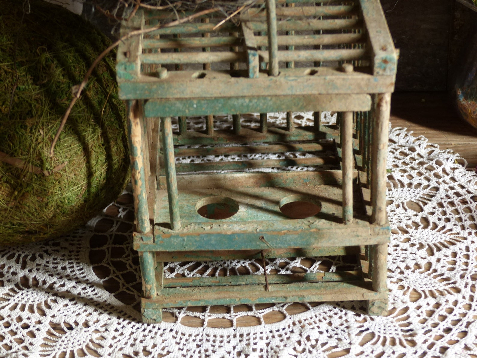 Antique French Rustic Wood Bird Cage. Chickens Cage. Chippy - Etsy