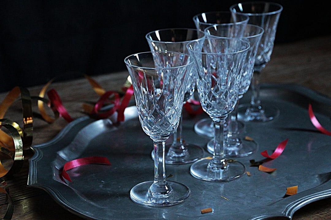 Set of 6 Vintage Crystal Aperitif Glasses. Cordial Glass Stemware ...