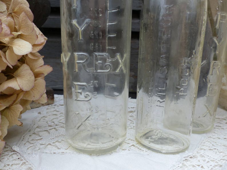 Set of 3 Antique French Glass Baby Bottles. Antique Pyrex - Etsy