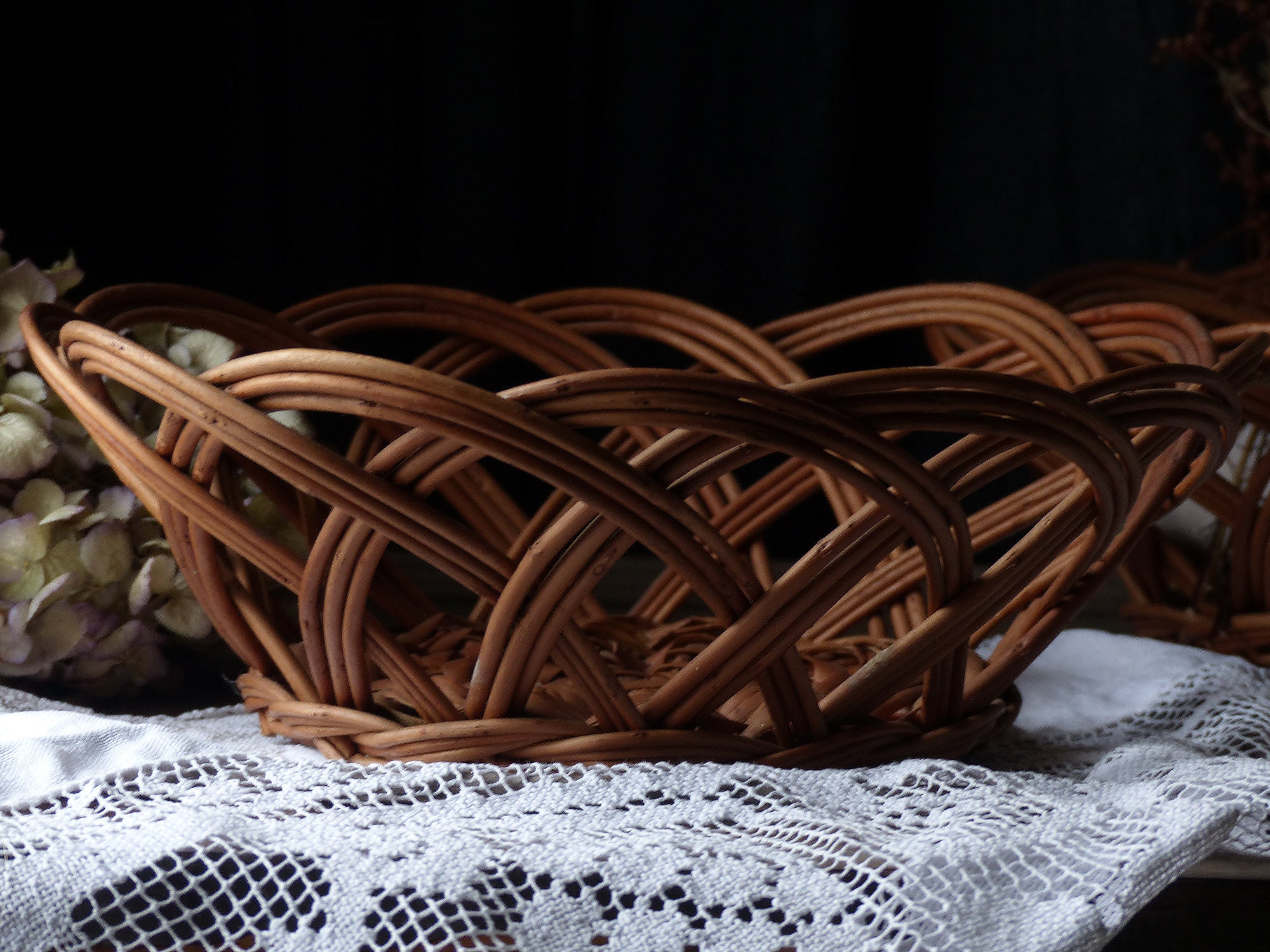 Vintage french braided wicker bread basket. Wicker bakery | Etsy