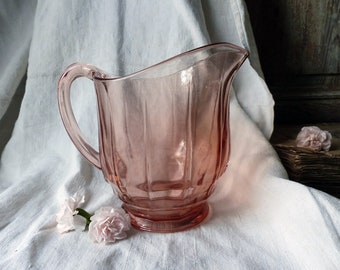 Pink Glass Pitcher - Etsy