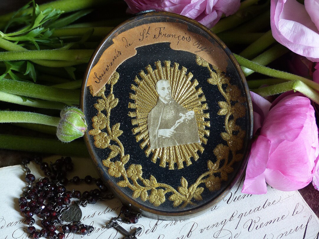 Antique French Saint Regis Souvenir, Gold Brocade Religious Votive - Etsy