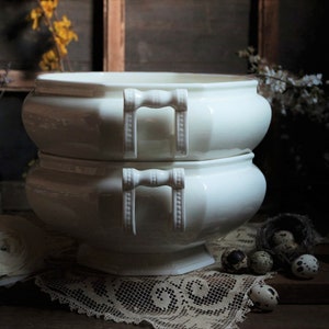Rare Antique French Creamware Large Octagonal Serving Bowl. Tureen ...