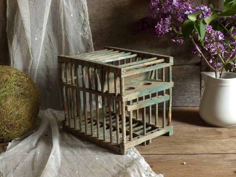 Antique French Rustic Wood Bird Cage. Chickens Cage. Chippy - Etsy