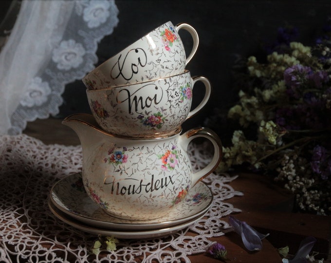 French Vintage Villeroy and Boch Marriage Couples Coffee Set. Moi, Toi ...