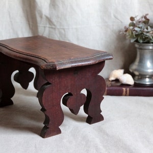 Antique French Handmade Wooden Foot Stool. Primitive Rustic Wood Foot ...