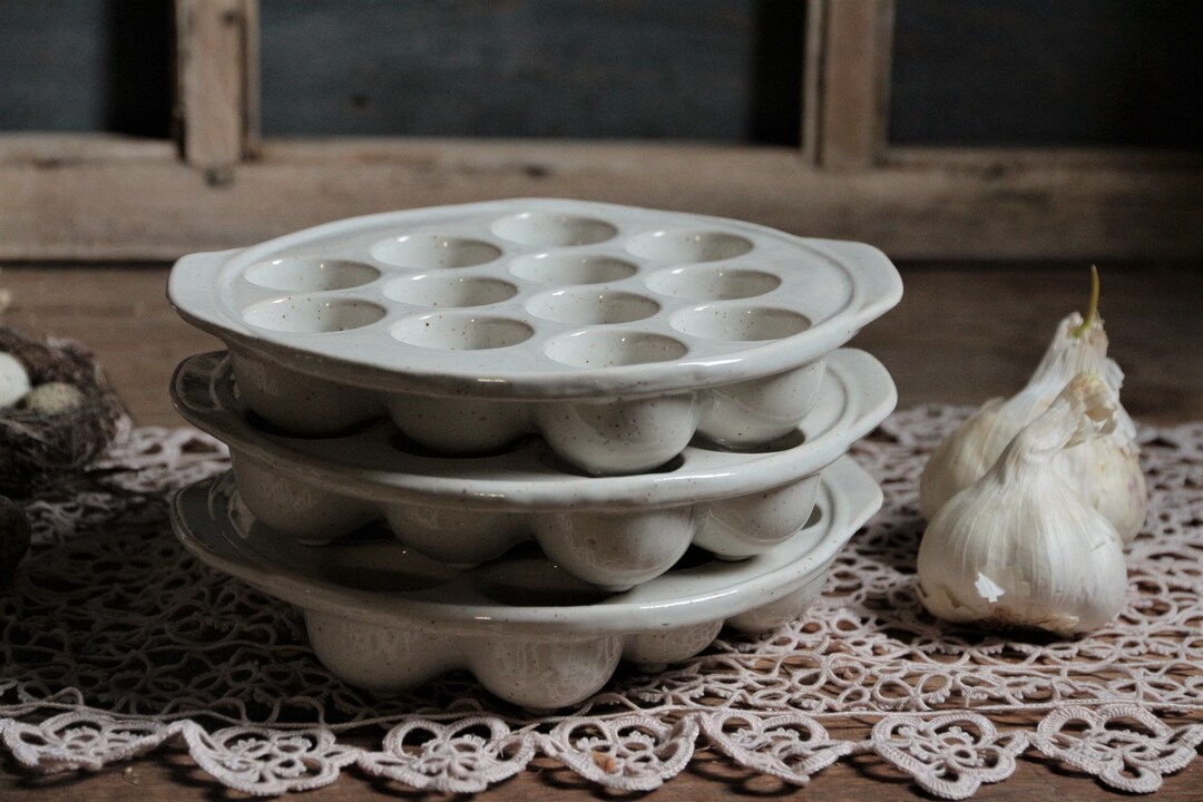 Set of 3 French Vintage Stoneware Snail Baking Gratin Oven Dishes ...