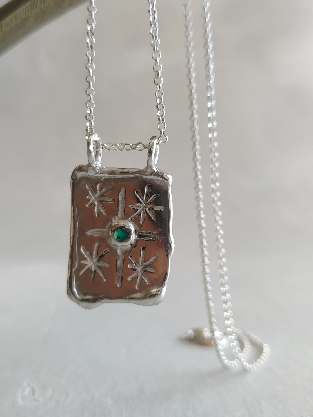 Silver Medal With Natural Stone, Rustic Medal, Star Medal, Organic ...
