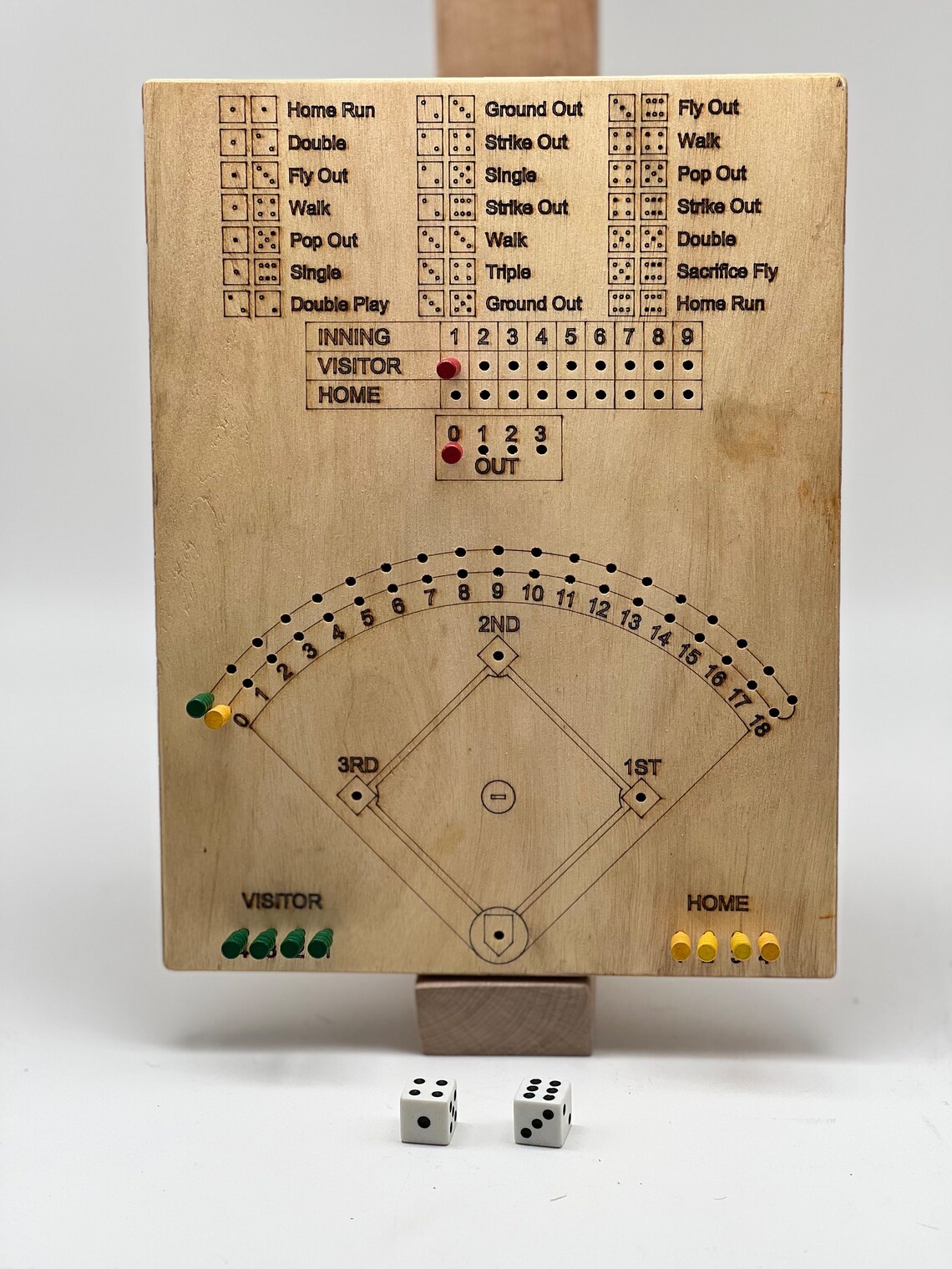 Standard Baseball Dice Game With Dice and Game Pegs and Farkle or ...