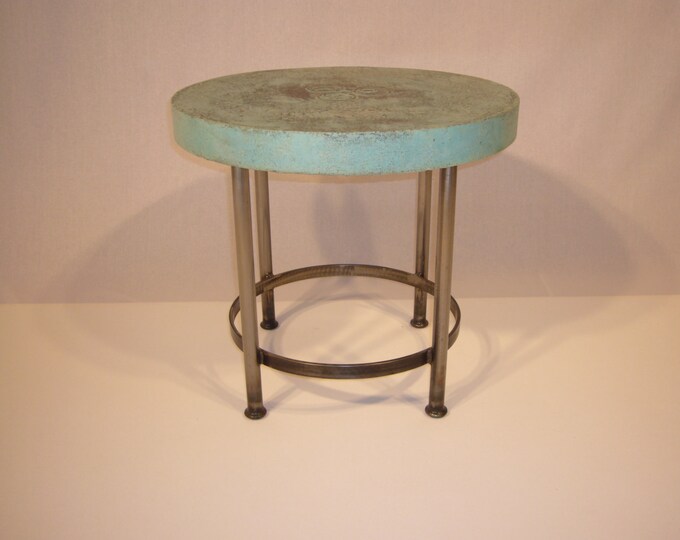 Concrete & Steel Table With Circles Inlay - Etsy