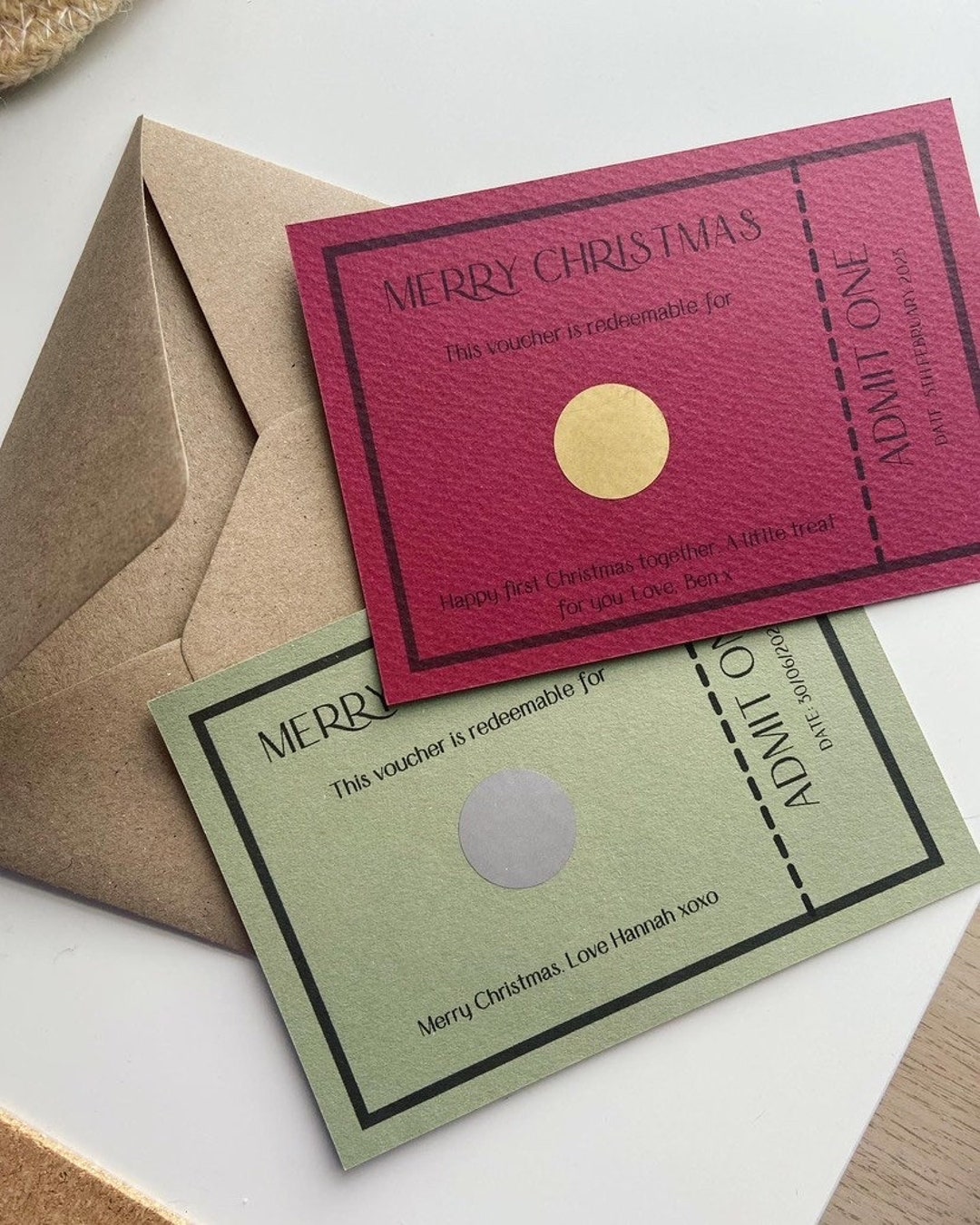 Christmas Surprise Card, Reveal Ticket, Surprise Voucher, Voucher Gift ...