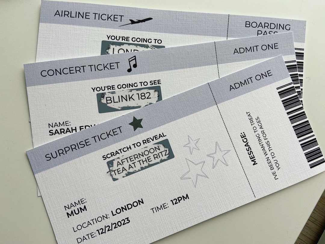 Voucher Surprise Reveal Ticket, Concert Surprise, Boarding Pass Tickets ...