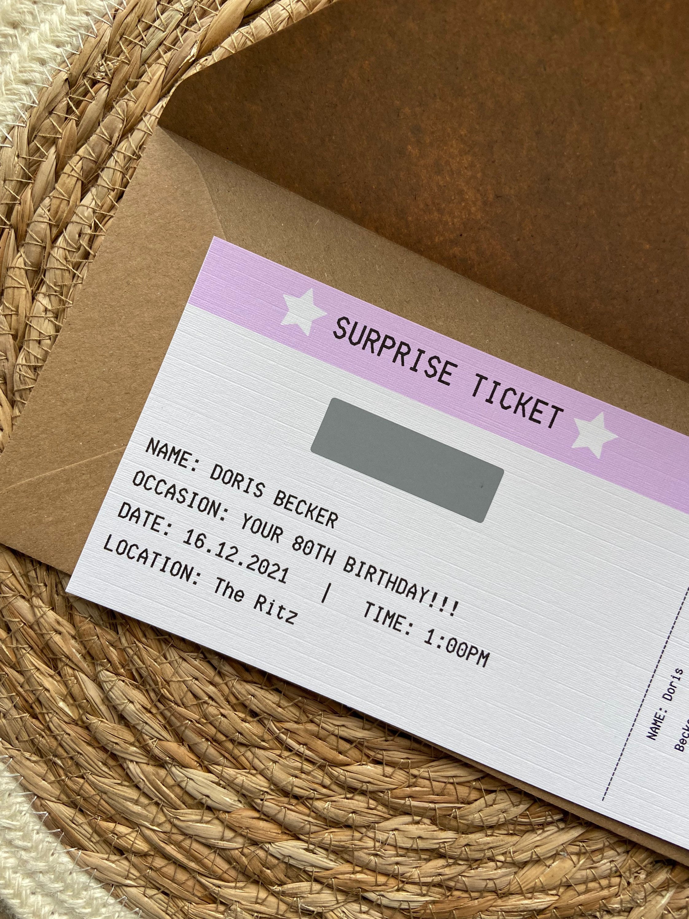 Voucher Surprise Reveal Ticket Day Out Surprise Birthday - Etsy UK