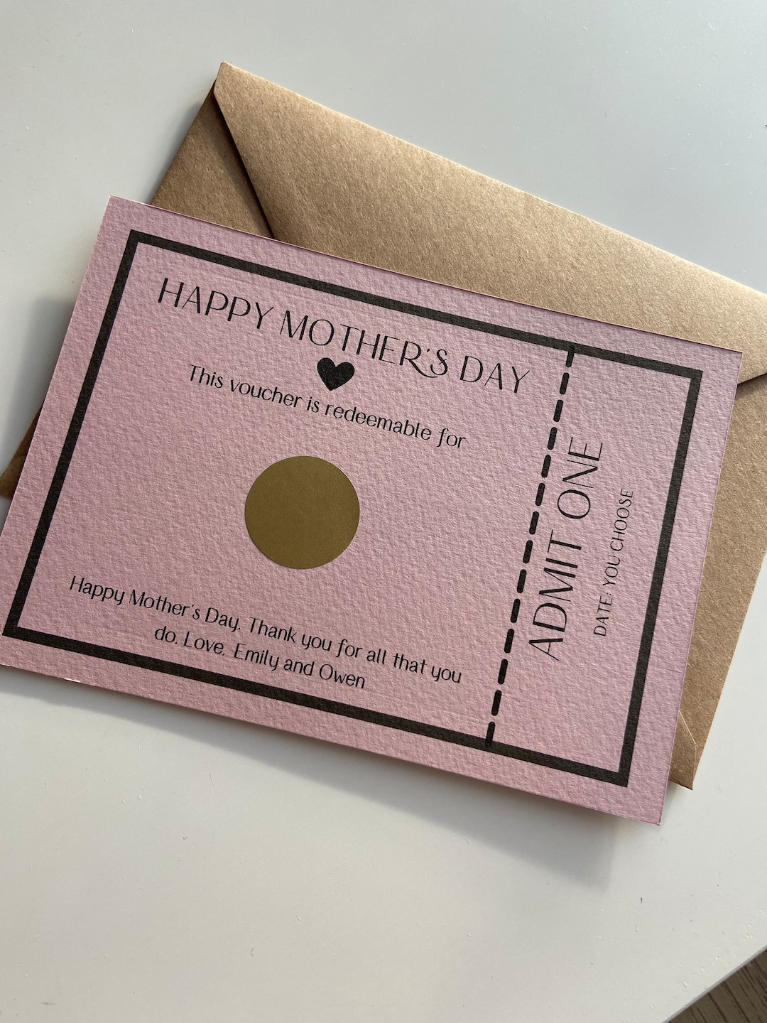 Personalised Mother's Day Surprise Ticket Voucher - Etsy UK