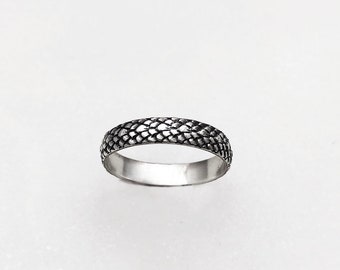 Sterling Silver Snakeskin Scales Textured Ring Band - Etsy