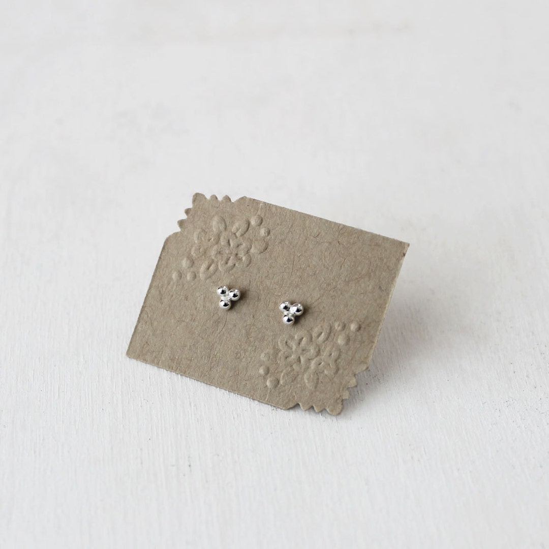 Sterling Silver Triple Bead Stud Earrings. Piercing Jewelry. Cartilage ...
