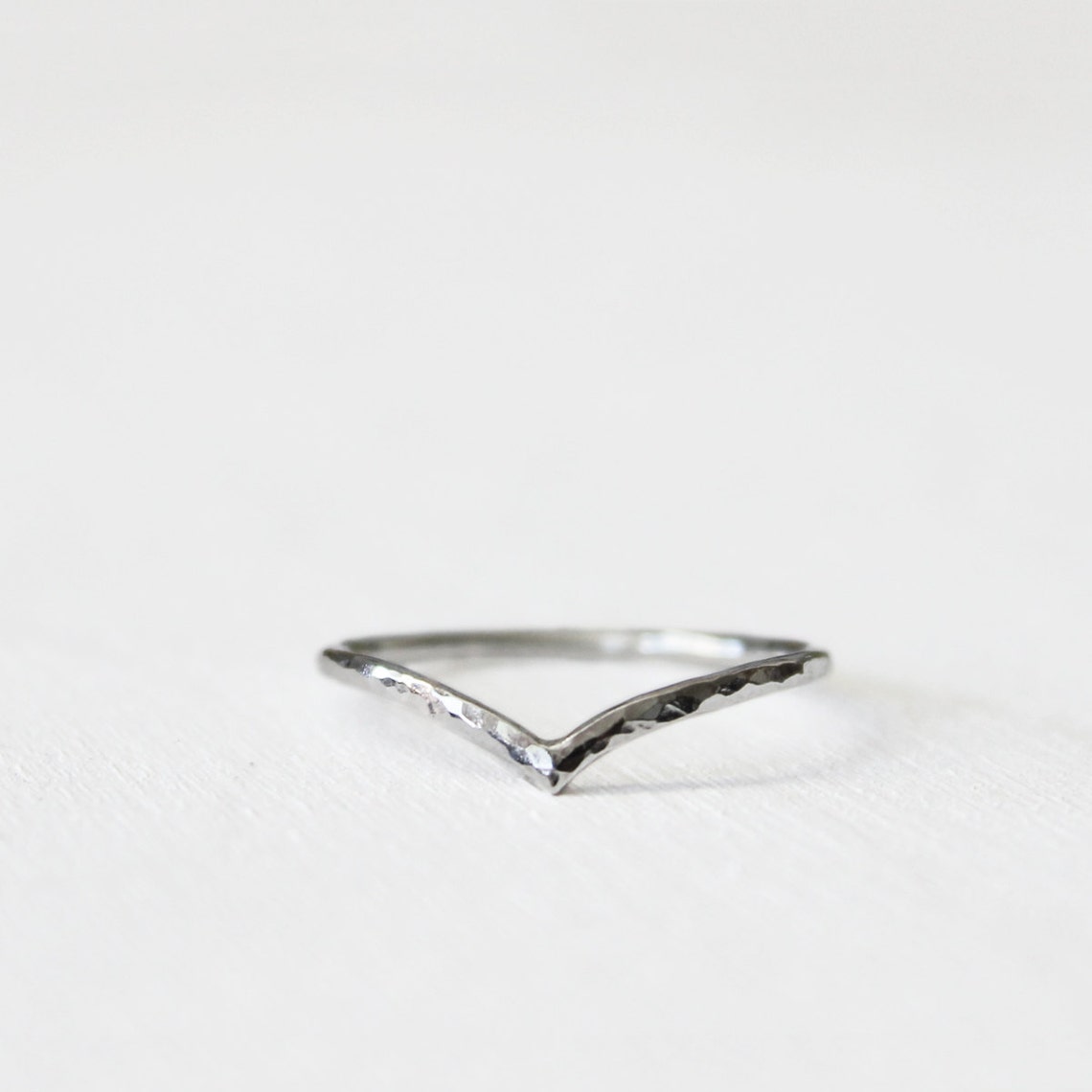 Chevron Stacking Ring W/ Hammered Texture. Delicate Stacking - Etsy