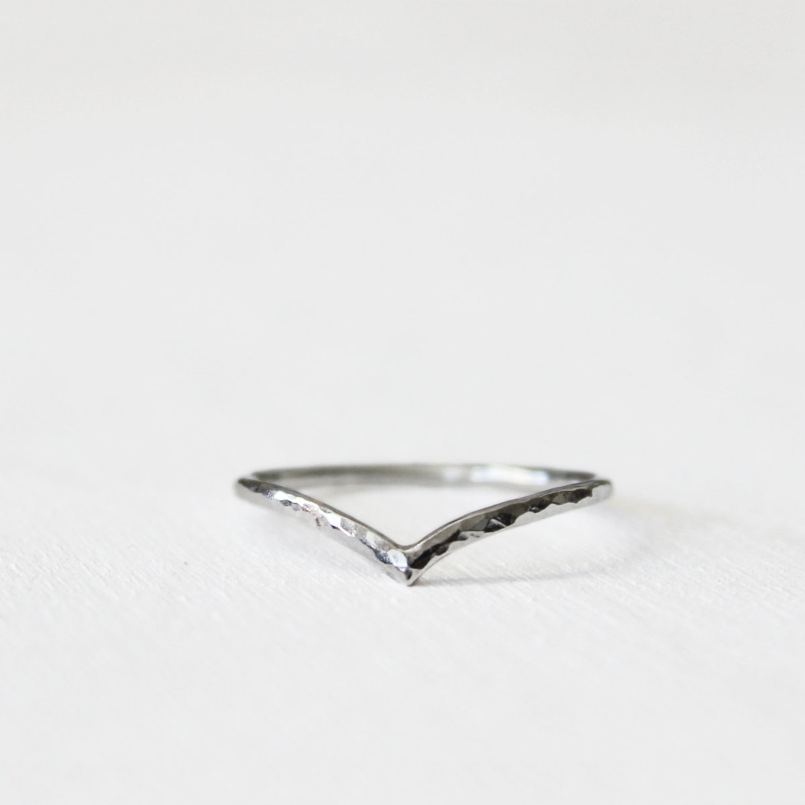 Chevron Stacking Ring W/ Hammered Texture. Delicate Stacking - Etsy
