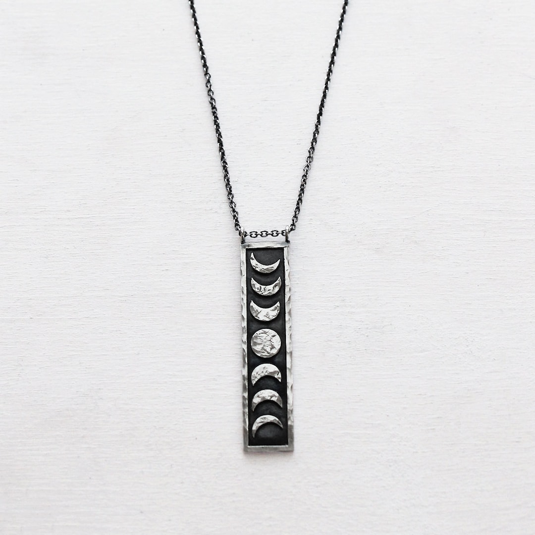 Sterling Silver Moon Phase Pendant. Moon Phase Jewelry. Lunar Inspired Necklace. Moon Phase ...