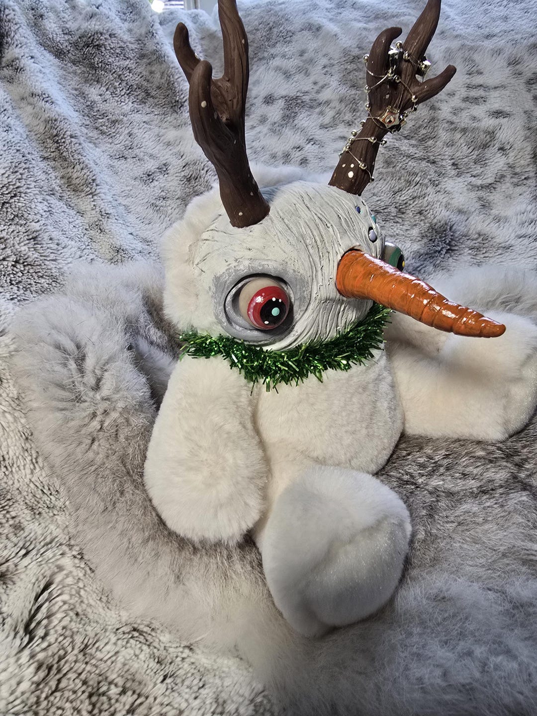 Idris Nippling the Curious Forest Snowman- Sculpture Art Plush 9"h ...