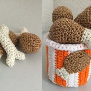 Chicken Bucket Crochet Pattern Set of a Chicken Leg and Bone Pattern ...
