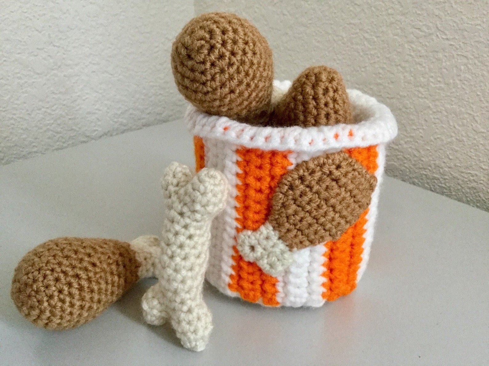 Chicken Bucket Crochet Pattern Set of a Chicken Leg and Bone - Etsy
