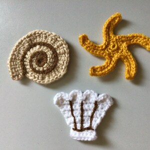 Beach Applique Pattern Set of a Crochet Seashell, Clam and Starfish ...