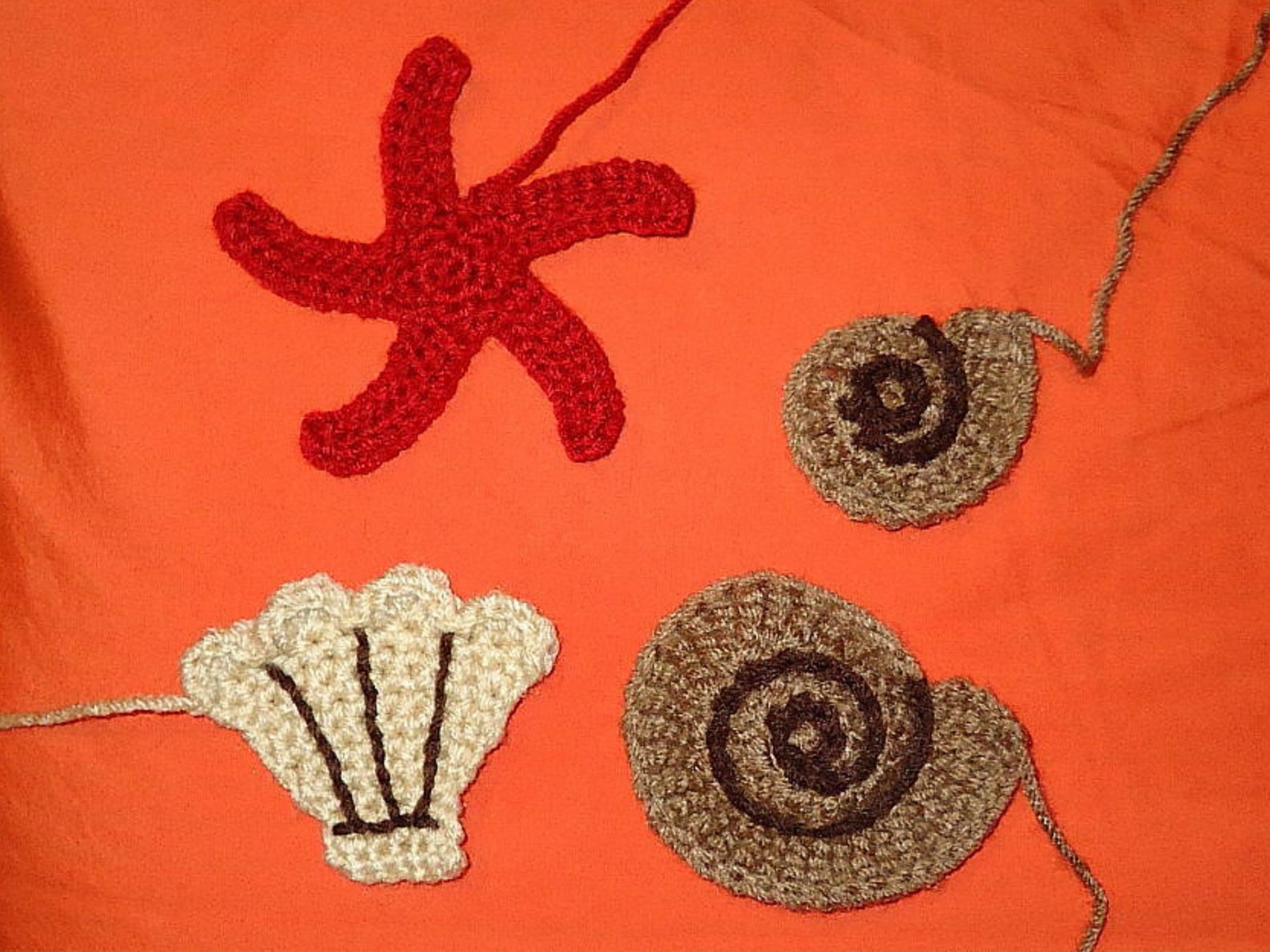 Beach Applique Pattern Set of a Crochet Seashell, Clam and Starfish ...