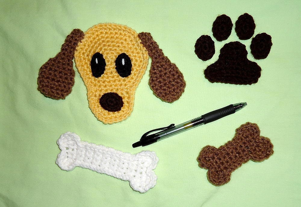Dog Applique Pattern Set With Bone, Dog Biscuit and Paw Pad Pattern ...