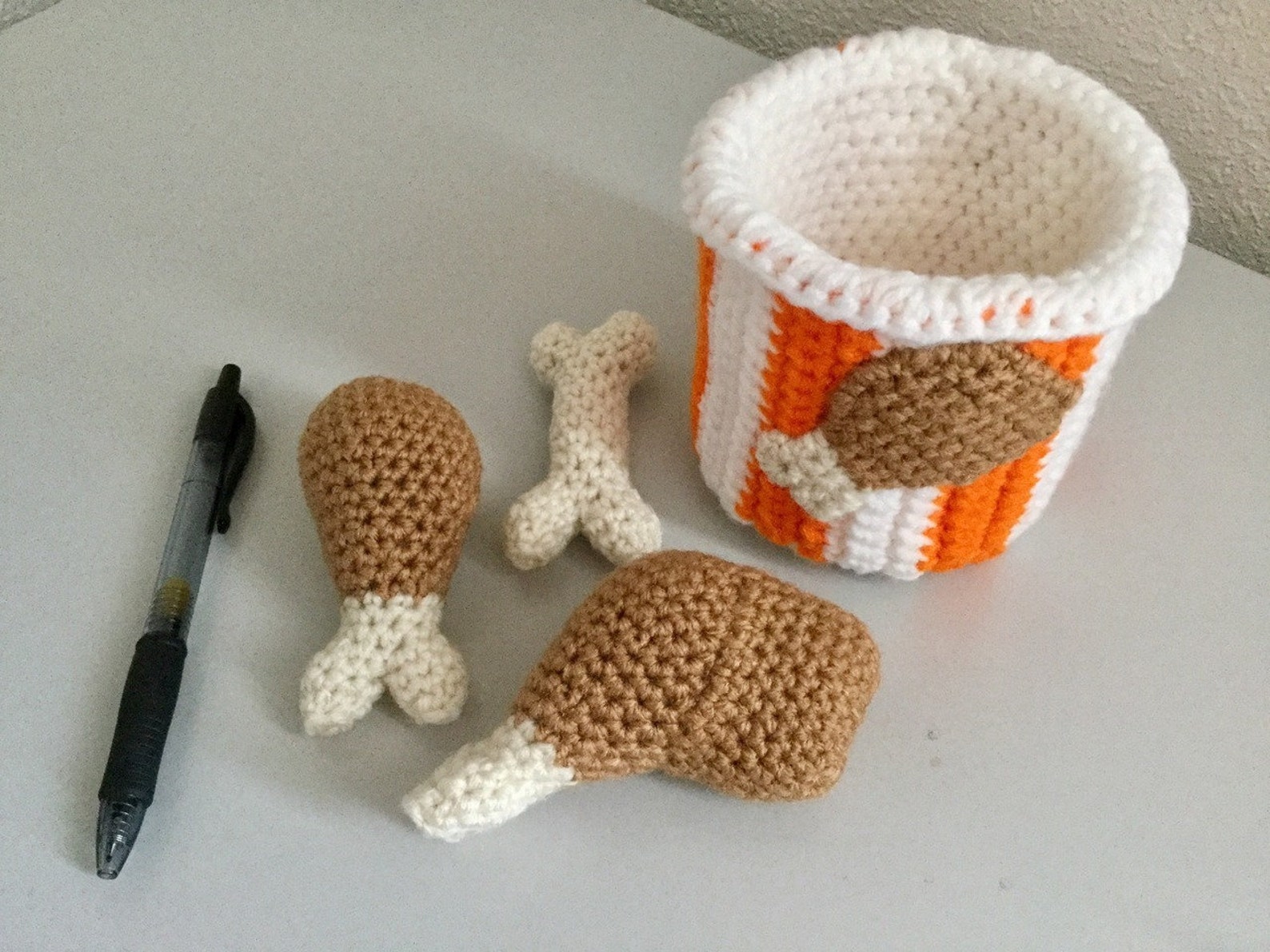 Chicken Bucket Crochet Pattern Set of a Chicken Leg and Bone - Etsy