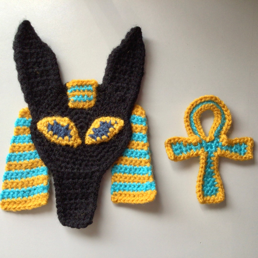 Anubis Applique Digital Crochet Pattern Set, Anubis and Ankh Motif ...