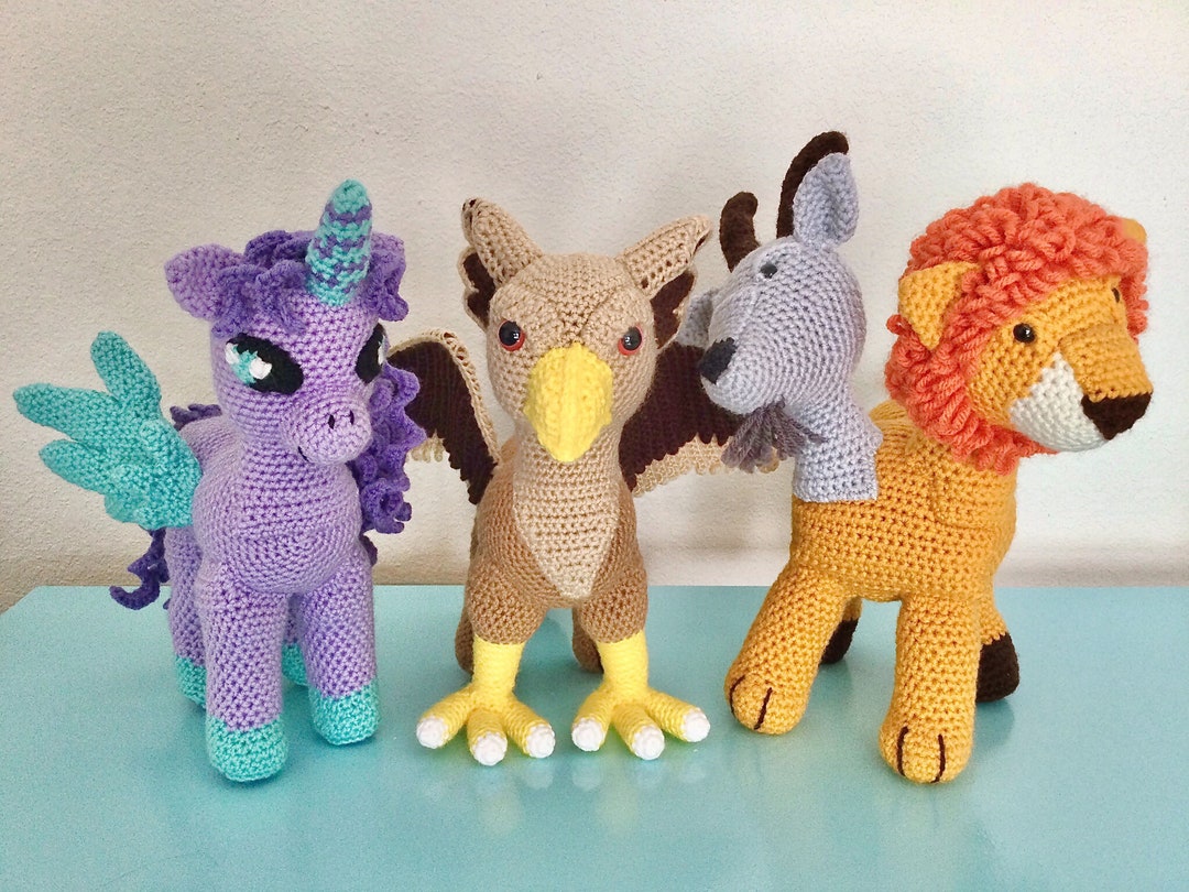 Mythical Creatures Amigurumi Pattern Set of a Unicorn Pegasus, Griffin ...