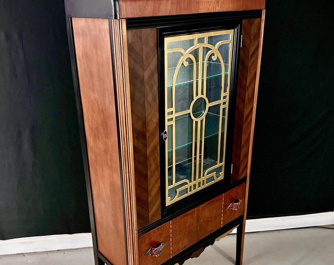 Regal Art Deco Waterfall Bookcase / Curio Cabinet / Illuminated Display ...